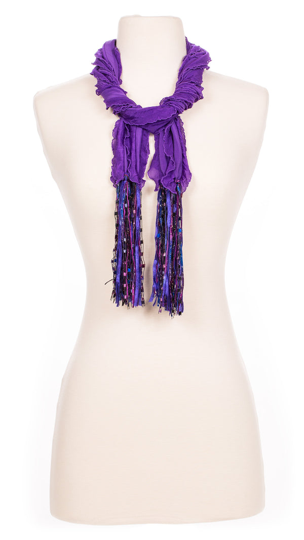 Solid Violet Waves Fabric Scarf - Terry's Boutique Scarves LLC